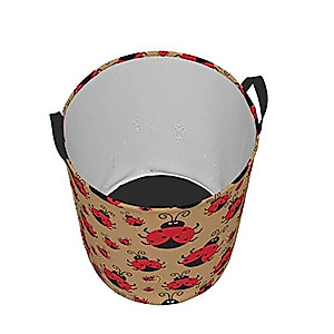 FeHuew Childish Seamless Cute Ladybug Collapsible Laundry Basket with Handle Waterproof Fabric Hamper Laundry Storage Baskets Organizer Large Bins for Dirty Clothes,toys,Bathroom