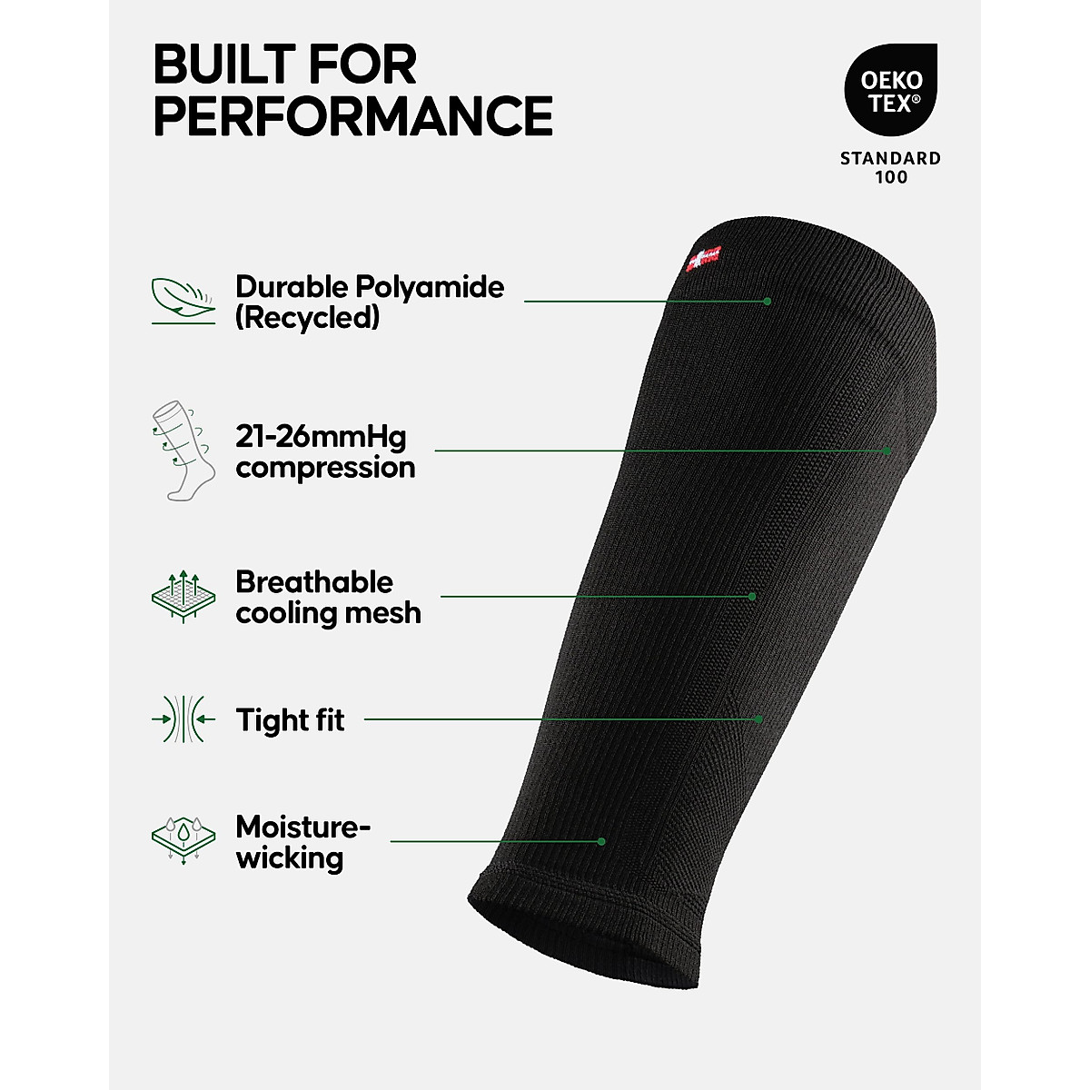 DANISH ENDURANCE Graduated Calf Compression Sleeves (Solid Black 1 Pair, Medium)