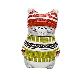 Bico Knitted Kitten Air Tight Seal Ceramic Cookie Jar, Dishwasher Safe