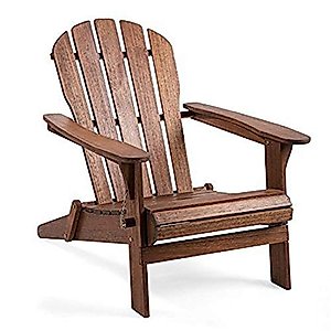 Plow & Hearth 62A80-NT Foldable Eucalyptus Adirondack Chair, Natural