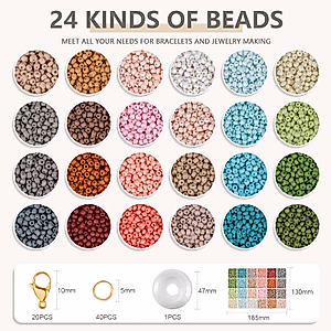 TEXGIZRLY 3mm Glass Seed Beads for Bracelets Making, Friendship Bracelet Making Kit for Girls, 24 Colors Bead Bracelet Kit, Beads for Jewelry Making Kit, DIY, Arts, Crafts Gifts Age 3+ (3MM-A)