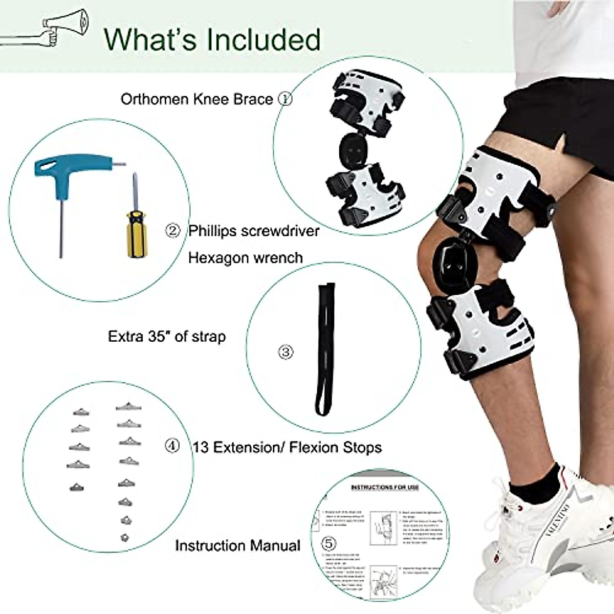 Orthomen OA Unloader Knee Brace - Support for Arthritis Pain, Osteoarthritis, Cartilage Defect Repair, Avascular Necrosis, Bone on Bone Knee Joint Pain and Degeneration (Medial/Inside - Right)