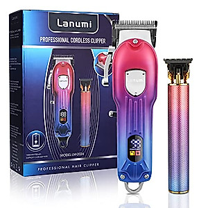 Lanumi Men Hair Clippers & Trimmers Set Cordless Barber Clipper for Hair Cutting Kit with Colored Guide Combs Professional Beard Trimmer Barbers USB Rechargeable
