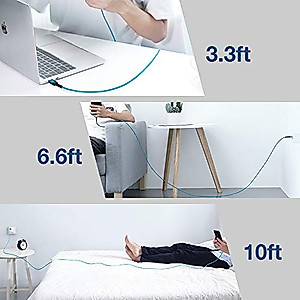 Micro USB Charger Cable, JSAUX (3-Pack 3.3ft+6.6ft+10ft) Android Charger Micro USB to USB A Nylon Braided Cord Compatible with Samsung Galaxy S6 S7 Edge Note 5, Kindle and More-Green