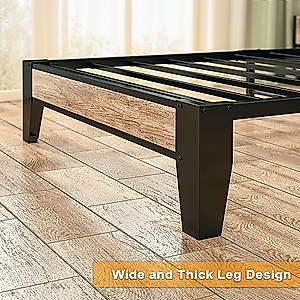 LIKIMIO Twin Bed Frames, Storage Headboard with Charging Station, Solid and Stable, Noise Free, No Box Spring Needed, Easy Assembly (Walnut and Beige)