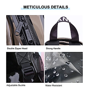 TABITORA Clear Backpack Water Proof Transparent Backpack Large Bookbag with Reinforced Strap for College Workplace Black