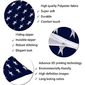 Blue Body Pillow Cover,Blue and White Stars Pattern,Farmhouse Long Pillow Case Protector with Zipper Decorative Soft Rectangle Bed Pillowcases for Bedroom,Couch,Sofa,Home Gifts 20"x54"