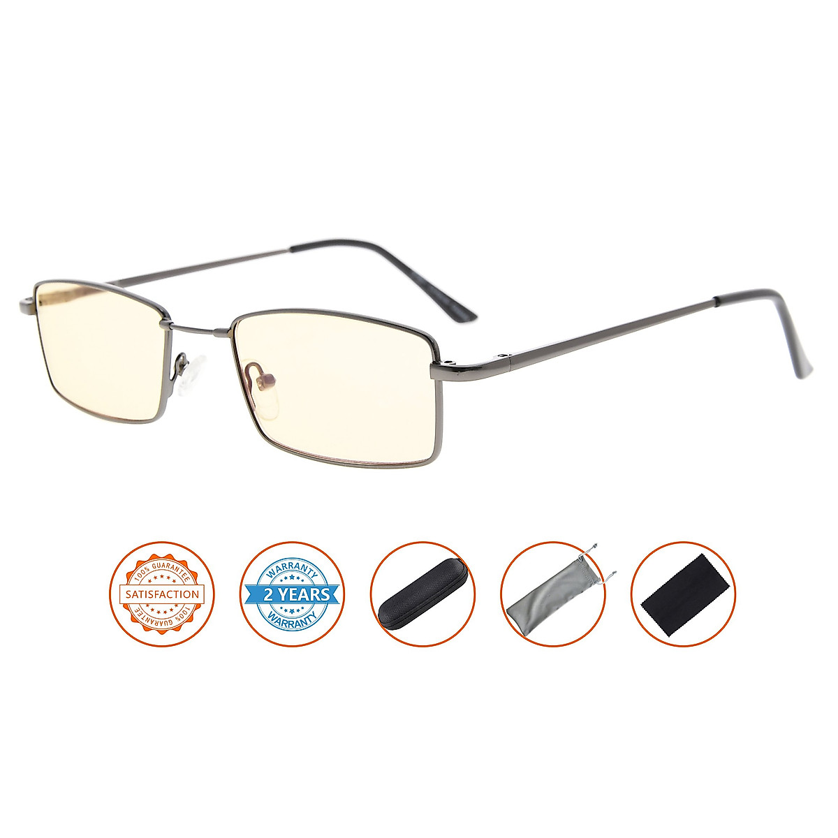 CessBlu Blue Light Filter Glasses Bendable Bridge Computer Eyeglasses Women Men Reading(Gunmetal)+0.75