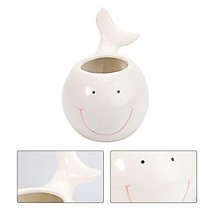 YARDWE 1pc Succulent Potted Plants Bonsai Pot Bonsai Planter Pot Desktop Bonsai Holder Whale Planter Ceramic Flower Pots Ocean Series Flowerpot Ceramics Flower Container White Succulents