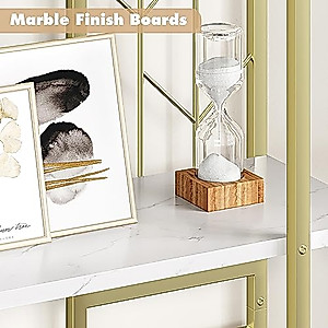 GAOMON 6 Tier Bookshelf Gold Bookcase Tall Standing Bookshelves Modern Storage Rack Shelf Large Unique Display Racks Metal Book Shelf for Bedroom, Living Room, Home Office