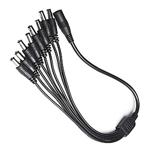 InstallerCCTV Security Camera Power Adapter 12V 5A w/ 8-Way Power Splitter Cable Power Supply, Fits DVR/NVR/AHD/TVI CCTV Security Camera System, LED Strip Lights, UL Listed