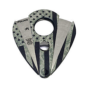 Xikar Xi2 Cigar Cutter Hero Series, Cuts Up to 60 Ring-Gauge Cigars, Spring-Loaded Double Guillotine Action, 440 Stainless Steel Blades with Rockwell C Rating of 57, Military