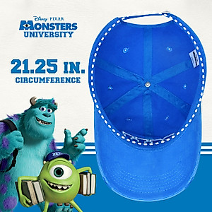 Disney Pixar Monsters Inc Monsters University Baseball Cap, Adjustable Hook and Loop Baseball Hat, Navy Blue