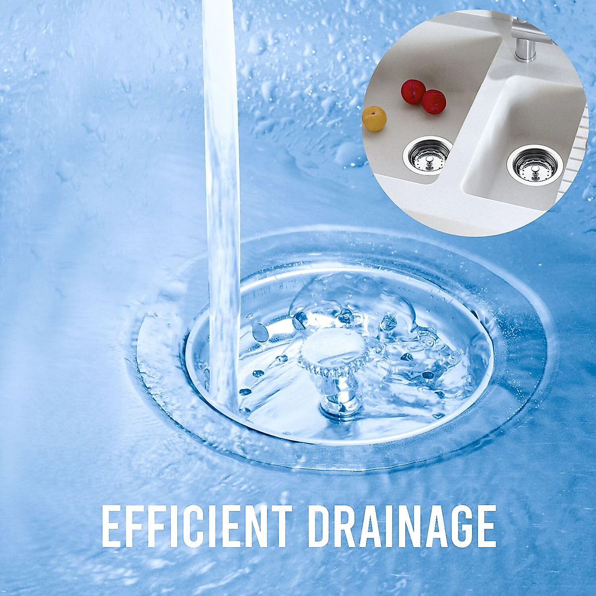 UNI-DRAIN Kitchen Sink Drain Stainless Steel Replacement Kits for Opening 3-1/2" with Basket Strainer, Kitchen Sink Drain Assembly for Kitchen