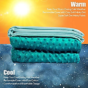 Giantex Weighted Blanket with Duvet Covers, Hot and Cold Duvet Cover Set, 60" x 80" | 15lbs, Cozy Heavy Blanket with Premium Glass Beads, Weighted Blanket for Hot and Cold Sleepers (Green)