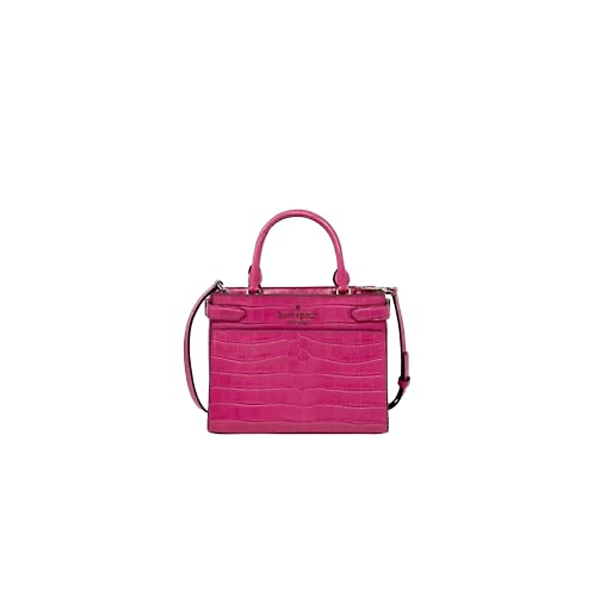 Kate Spade New York Small Staci Satchel Crossbody Shoulder Handled Bag (Pink Croc Embossed)