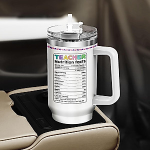 99WHALE Tumblers Cups Coffee Water Life For Insulated Gift Women Handle Straws Heart, Teacher Gifts, Tumbler 40 Oz With Handle Lid And Straw, Teacher Rainbow Nutrition Facts