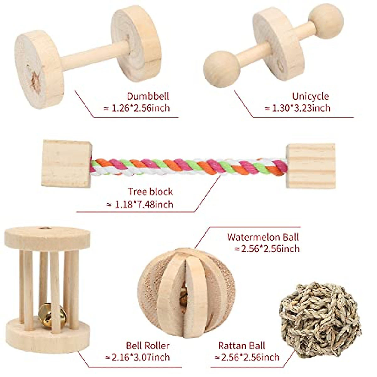 Elipark 12 Pack Wooden Hamster Toys Set,Guinea Pig Toys Natural Apple Wood Rabbit Rat Bunny Chinchillas Dwarf Hamsters Chew Toys Treats,Exercise Accessories for Small Animal Pet Chewing and Teeth Care