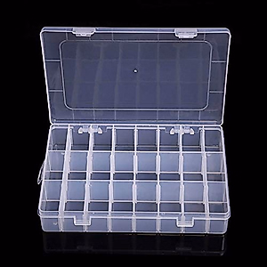 Powerfulline 15/10/24 Grids Clear Plastic Jewelry Storage Box Detachable Case Craft Beads Organizer