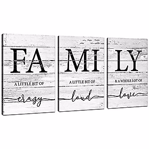 Family Wall Decor, Rustic Farmhouse Decor for The Home Art, Inspirational Canvas Print Framed, 3 panels Each Size 12x16inch