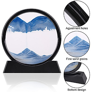 QLKUNLA Moving Sand Art Picture Liquid Motion 3D Deep Sea Sandscape in Motion Display Flowing Sand Frame Relaxing Desktop Home Office Work Decor Art Toys (7 inch, Purple)