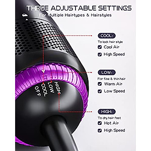 Hair Dryer Brush, 4-in-1 Hot Air Brush Blow Dryer - Straighten, Curl, Volumize & Dry in One Step, Negative Ion Blow Dryer Brush Hairbrush Blow Dryer Hair Styler with 4 Detachable Attachments, 3 Temps
