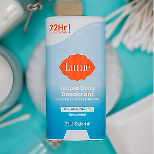 Lume Whole Body Deodorant - Invisible Cream Stick - 72 Hour Odor Control - Aluminum Free, Baking Soda Free, Skin Safe - 2.2 Ounce (Unscented)
