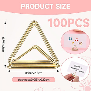 100 PCS Card Holders, Triangular Table Card Holders, Table Top Thick and Sturdy Photo Holders, Mini Business Card Holders, Place Cards for Party, Anniversary, Banquet, Holiday Decoration (Gold)