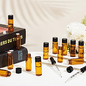 BENECREAT 40 Pack 5ml Amber Brown Orifice Reduce Essential Oil Bottles with Glass Droppers for Aromatherapy Fragrance Oils