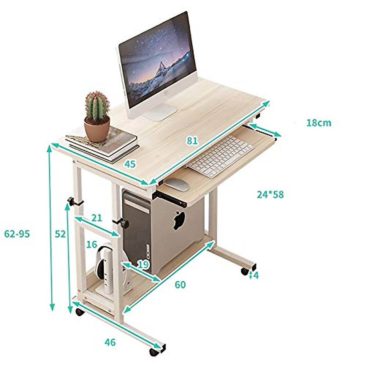 LIRUXUN Lazy Computer Table Lift Computer Table Household Small Household Learning Bedside Table Movable Lazy Desk (Color : Gray)