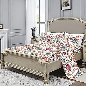 YIYEA Twin Sheets - Floral Print - Luxury Brushed Microfiber Bed Sheets - Lightweight Breathable Cooling Twin Sheets Set - 16" Deep Pocket, Shrinkage, and Fade Resistant - 3 Pc