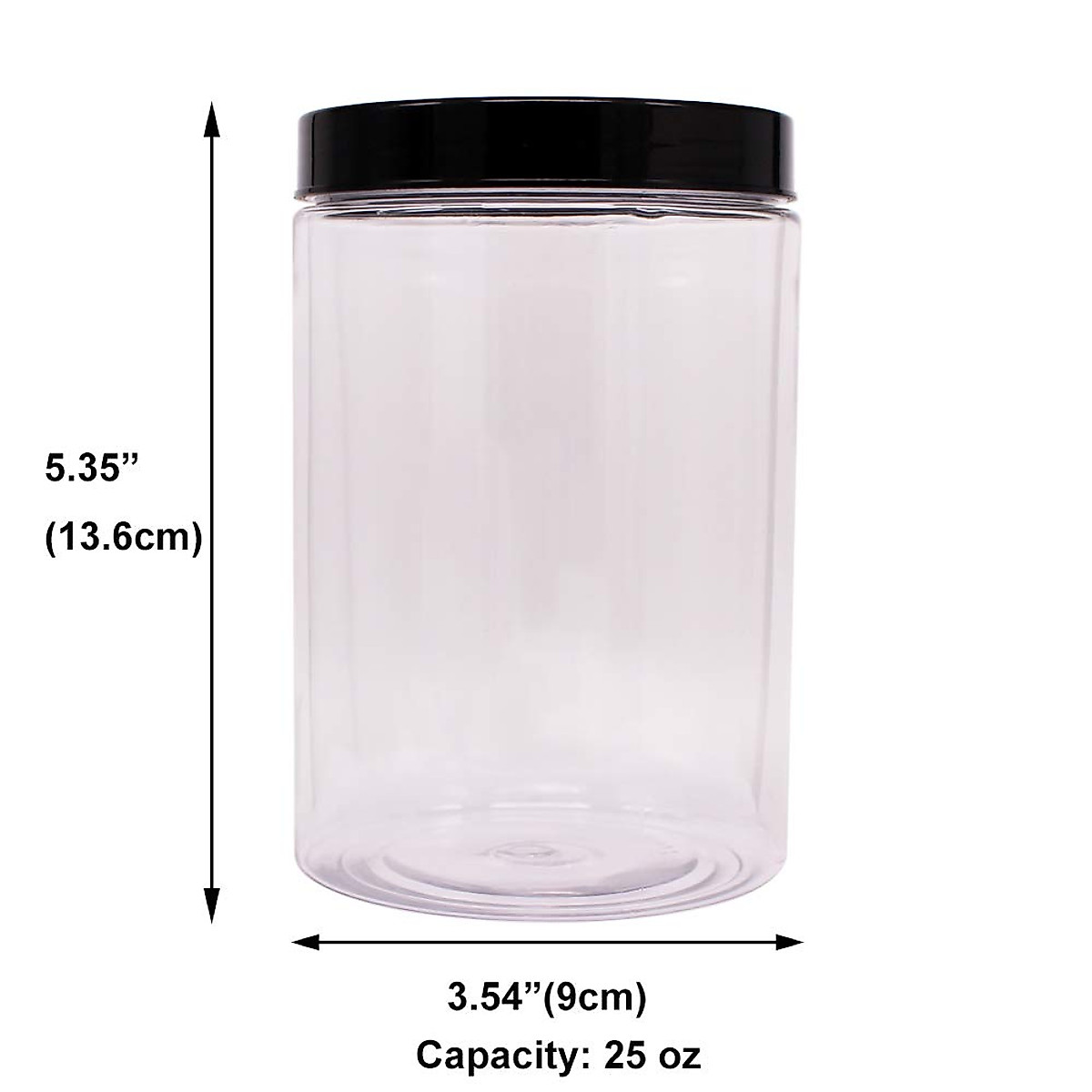 zmybcpack 8 Pack 25 oz Plastic Jars With Lids, Extra Labels, 1 Pen, Clear PET Seal Jar for Food Storage,Wide Opening Storage jar For Dry Food, Peanut, Powder, Kitchen & Craft Storage