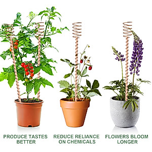 8 Pack 13.5" Electroculture Plant Stakes, Long Copper Garden Stakes, Electroculture Copper Coil Antennas for Growing Garden, High-Yield, Eco-Friendly