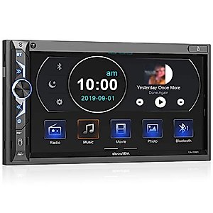 7 inch Double Din Digital Media Car Stereo Receiver,aboutBit Bluetooth 5.0 Touch Screen Car Radio MP5 Player Support Rear/Front-View Camera, AM/FM/MP3/USB/Subwoofer,Aux Input,Mirror Link