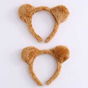 2 Pcs Bear Ears Headband Brown Bear Hair Hoops Animal Headpiece Hairband Hair Bands Women Halloween Parade Cosplay Christmas Festival Carnival Masquerade Dress Up Wedding Birthday Party Accessories