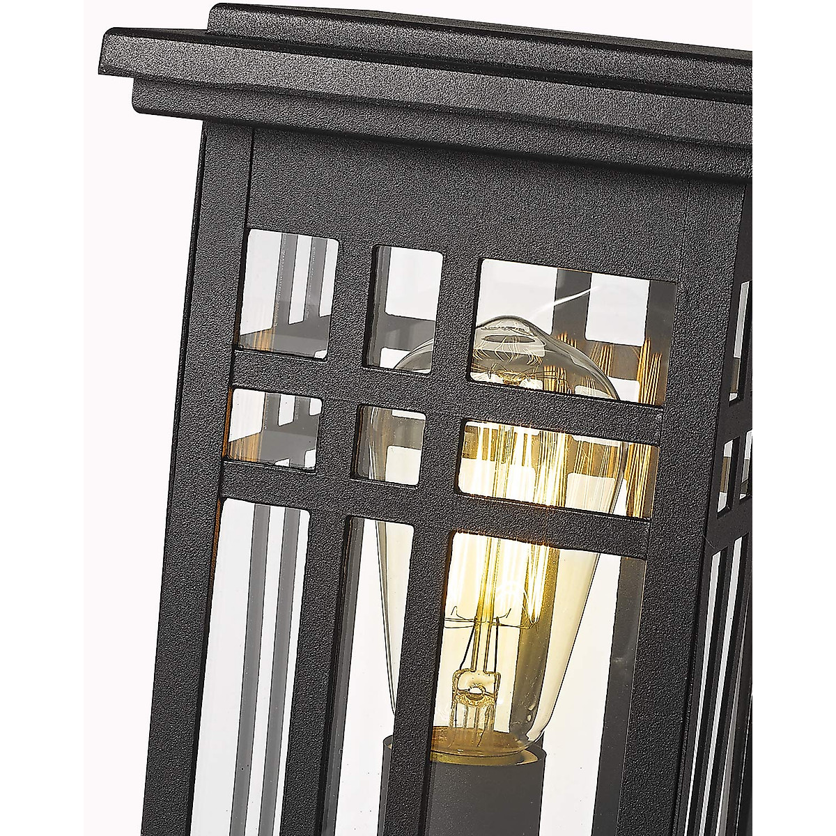 zeyu Exterior Post Light, Outdoor Pole Lantern Pillar Light Fixture with Clear Glass Shade and Black Finish, 20068-P BK