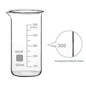 stonylab Glass Beaker, 1-Pack Borosilicate Glass Graduated Tall Beaker with Pouring Spout Lab Beaker, 500 ml