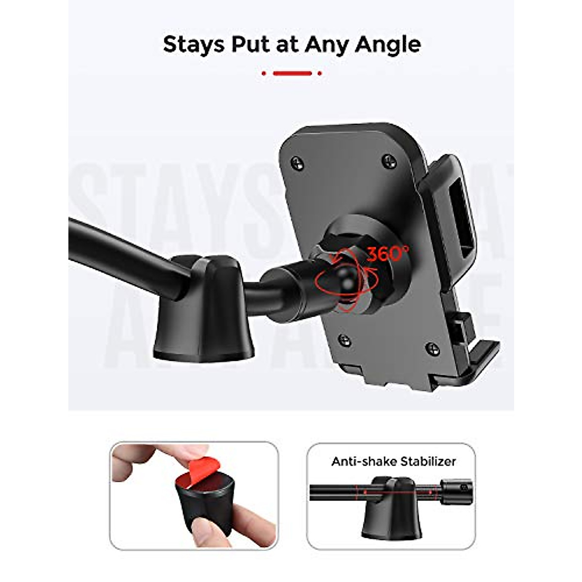 Car Cell Phone Holder Mount - Strong Suction Cup Windshield Dashboard Phone Holder, Long Arm Car Cell Phone Holder Compatible with iPhone 14 13 12 11 X 8 7 6 Series and Other Phones Under 6.9 inches