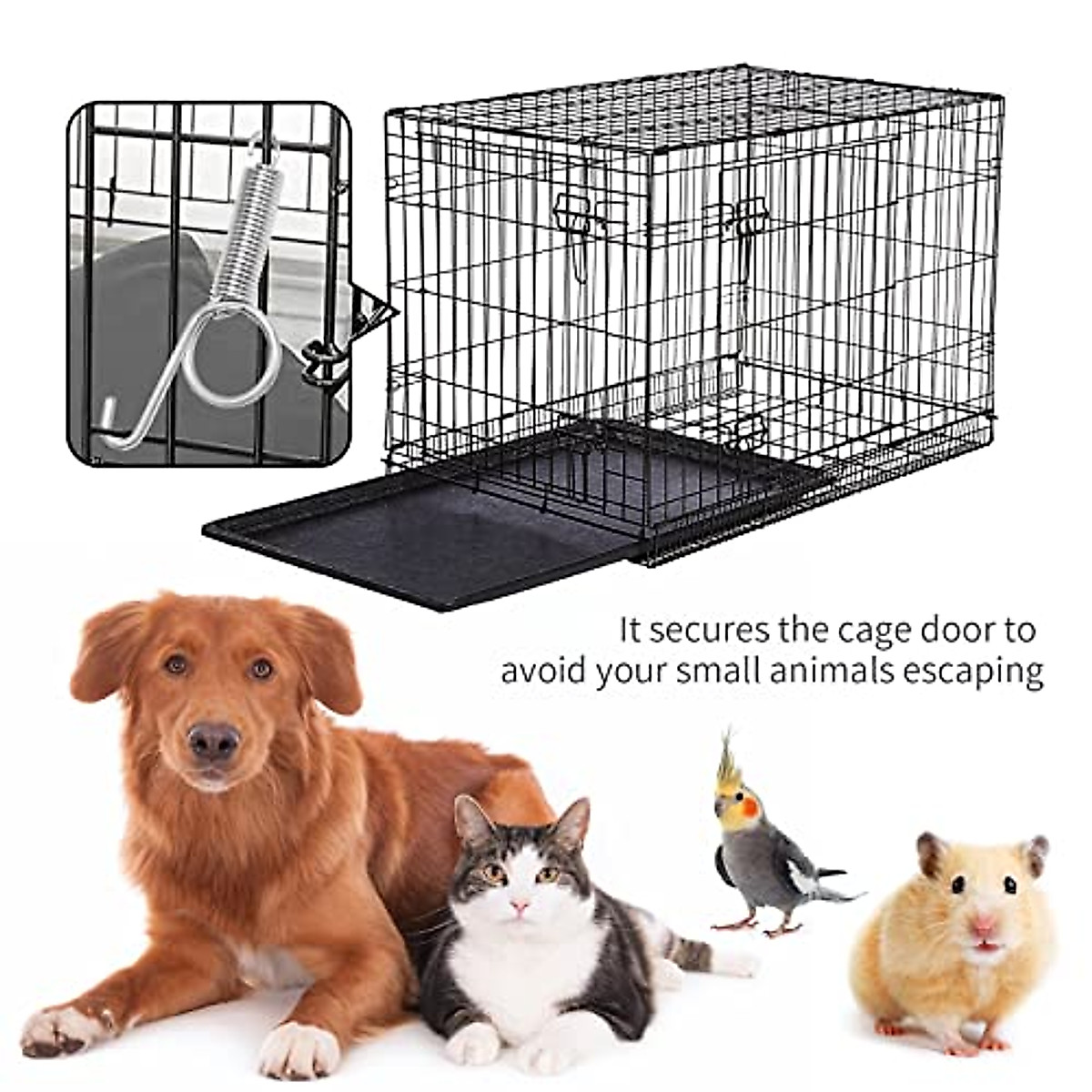 Anxingo 20 Pcs Spring Cage Latch Door Spring Hook Metal Finger for Fixing Rabbit, Dog, Cat,Birds,Rodents, Guinea Pig,Hamster, Parrot Hedgehog Cage Door