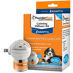 ThunderEase Dog Calming Pheromone Diffuser Kit | Powered by ADAPTIL | Vet Recommended to Relieve Separation Anxiety, Stress Barking & Chewing, and Fear of Fireworks & Thunderstorms (30 Day Supply)