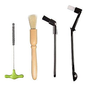 Espresso Machine Cleaning Brush Set - CAFEMASY 4 Pieces Coffee Cleaning Brush Natural Bristles Wooden Brush for Coffee Grinder and Nylon Brush for Espresso Machine Cleaning