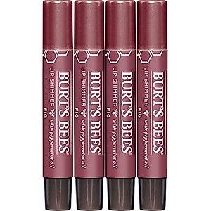 Burt's Bees Lip Balm Easter Basket Stuffers, Moisturizing Lip Shimmer Spring Gift for Women, for All Day Hydration, with Vitamin E & Coconut Oil, 100% Natural, Fig, 0.09 Ounce (4 Pack)