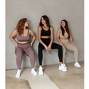 PAVOI ACTIVE Taupe Workout Leggings for Women | High Performance Seamless Scrunch Butt Lifting Leggings for Women | Gym Leggings for Women (Small)