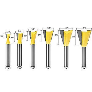 Meihejia 1/4 Inch Shank Dovetail Router Bit Set - 6 Sizes