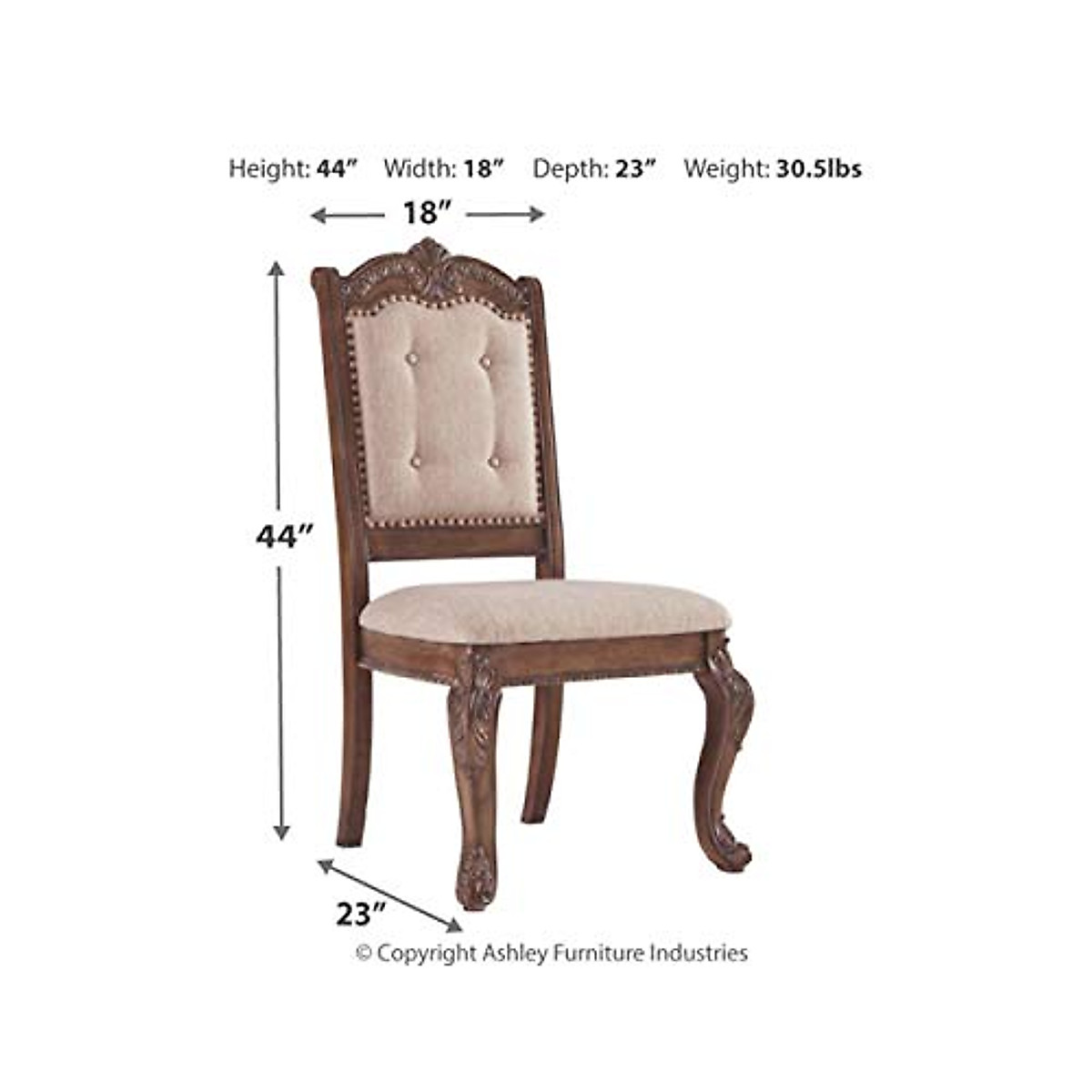 Signature Design by Ashley Charmond Antique 19" Upholstered Dining Chair, 2 Count, Brown