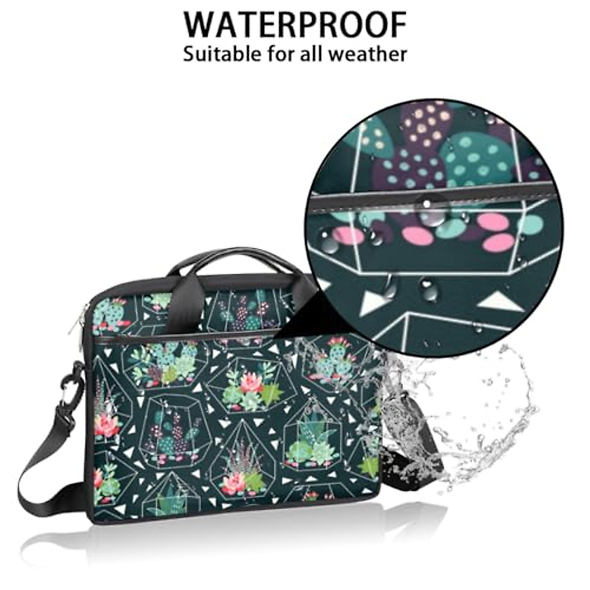 Cactus Laptop Computer Bag Waterproof Shoulder Messenger Bag 13-15 inch Durable Laptop Tote Bag with Shoulder Strap Handle Lightweight Crossbody Briefcase