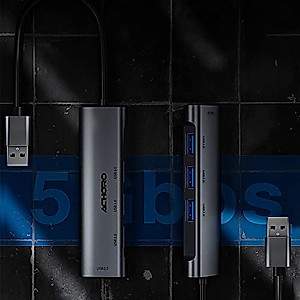 ACHORO 4 Ports Mini USB Hub – High Speed USB 3.0 Multiple USB Port Expender - Aluminium Alloy External USB Port for Laptop, Mac, PCs, – Portable Multi USB Port & Computer USB Hub (USB A 3.0 & 2.0)