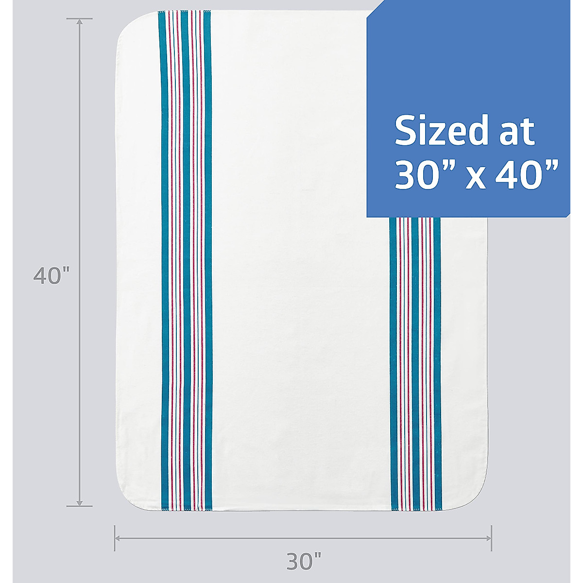 Medline Kuddle Up Hospital Receiving Baby Blankets, 100% Cotton, 30" x 40", White with Blue/Pink Stripes (Pack of 3)