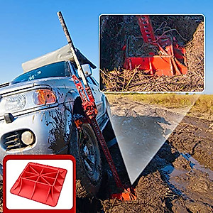 YIYITOOLS Jack Base and Handle Keeper Compatible, 2 Piece, Off Road Base, Red & Black,Alleviate Jack Hoisting Sinkage,Accessories Handle Bar Protector (YN-1-001)