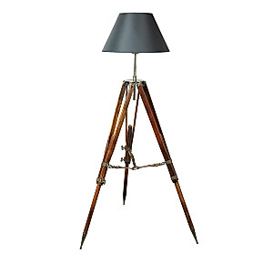 NauticalMart Authentic Models Campaign Tripod Lamp, Black Shade